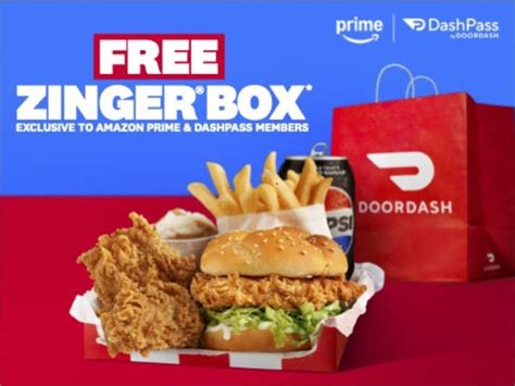 Deal Kfc Free Zinger Box With 20 Cart For Dashpass Amazon Prime