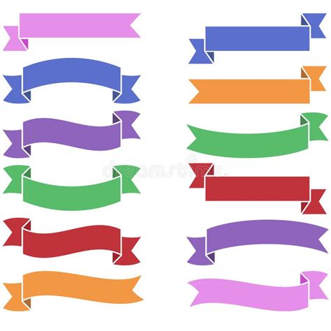 Ribbon Flag Set Decoration Banners Signs Ribbons Design Vector