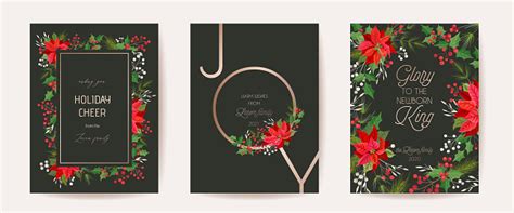 Poinsettia 벡터 크리스마스 카드 꽃 새해 새해 2021 일러스트 소나무 가지 홀리 베리 겨우살이 디자인 세트 겨울 꽃