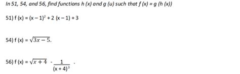 solved in 51 54 and 56 find functions h x and g u