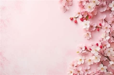 Premium Ai Image Sakura Blooms Adorning A Delicate Flat Lay