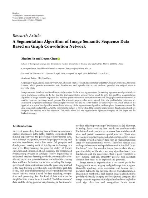 Pdf A Segmentation Algorithm Of Image Semantic Sequence Data Based On Graph Convolution Network