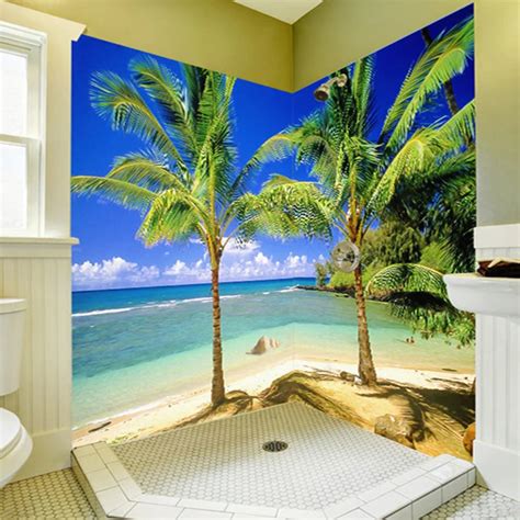 Aliexpress Buy Custom 3D Mural Wallpaper Modern Beach Coconut