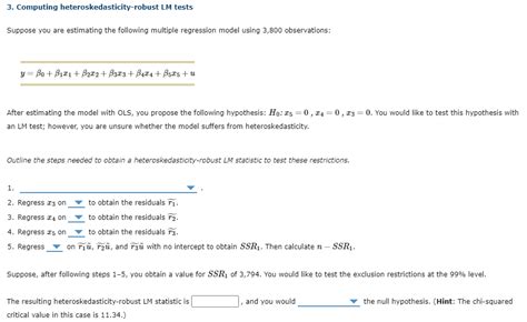 Solved 3 Computing Heteroskedasticity Robust Lm Tests