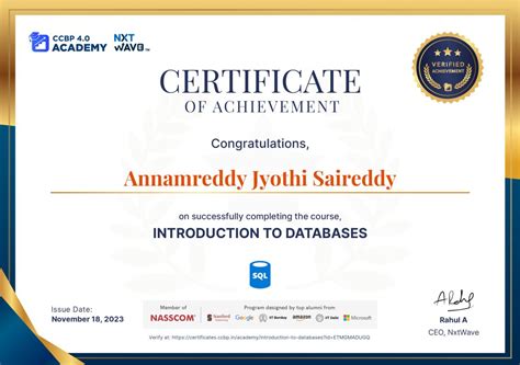 completed sqlite course with nxtwave saireddy a posted on the topic linkedin
