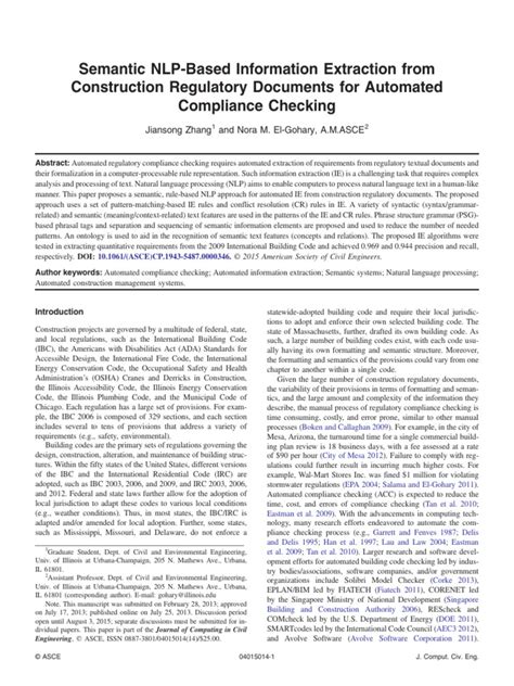 Semantic Nlp Based Information Extraction From Construction Regulatory Documents For Automated