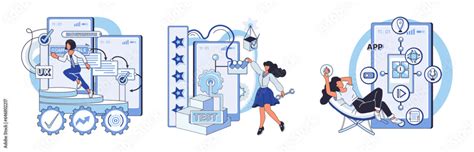 Application Testing Metaphor Vector Illustration App Test Necessary Drill To Ensure Smooth