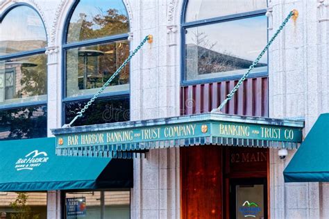 Awning On Bar Harbor Bank And Trust Editorial Image Image Of Commerce