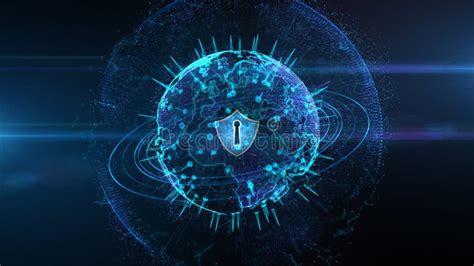 Shield Icon On Secure Global Network Cyber Security And Protection Of Personal Digital Data