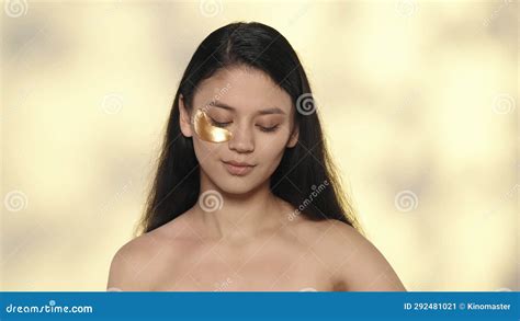 Closeup Studio Shot Of Beautiful Female Model Brunette Girl With Long