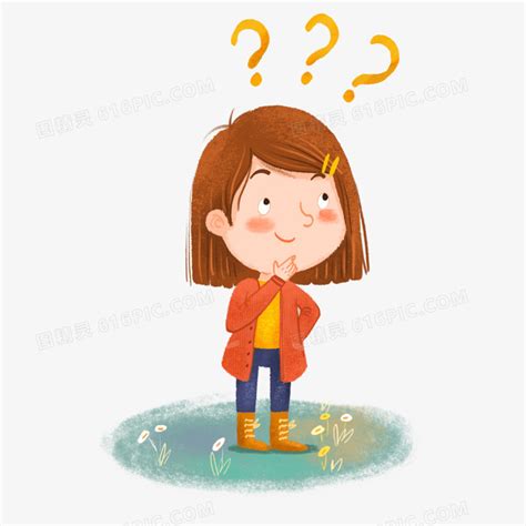 手绘卡通思考的小女孩插画免抠元素图片免费下载png素材编号1yqil73g3图精灵