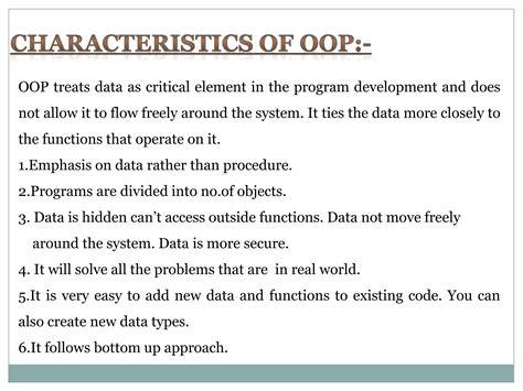 Object Oriented Programming Concepts And Explanation Ppt