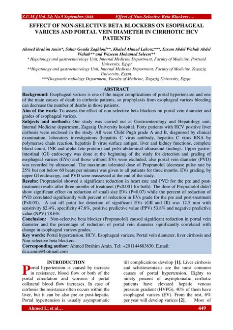 Pdf Effect Of Non Selective Beta Blockers On Esophageal Varices And