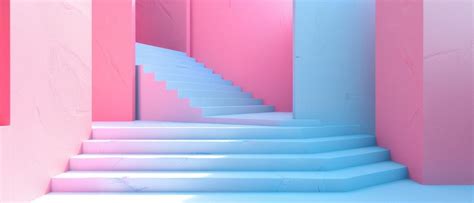 Premium Photo The 3d Render Shows Blue Pink Stairs Steps An Abstract