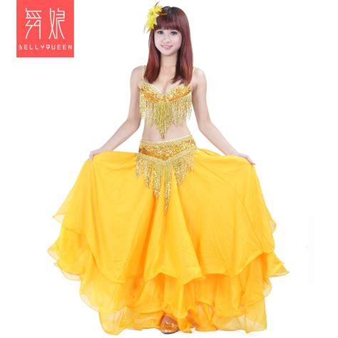 Bellyqueen Performance Belly Dance Costumes Bra Belt And Skirt Set With