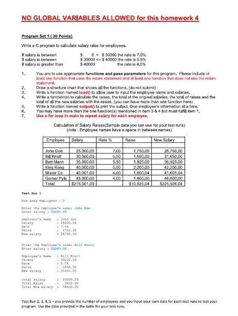 No Global Variables Allowed For This Homework 4