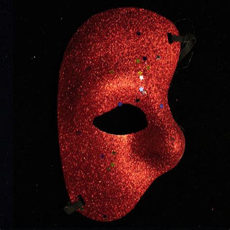 Red 4x7 Half Face Glitter Mask 2