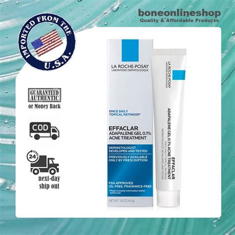 La Roche-Posay Effaclar Adapalene Gel 0.1% Acne Treatment 1.6 fl oz ...