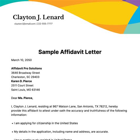 Immigration Affidavit Letter Sle