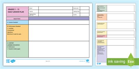 Philippines Daily Learning Log Teacher Template Twinkl