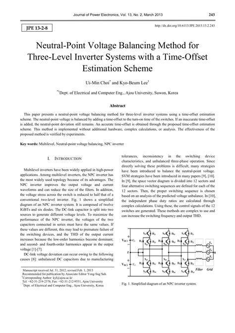 Pdf Neutral Point Voltage Balancing Method For Three Level Inverter