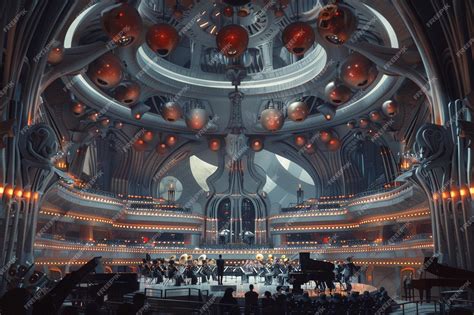 premium photo robot orchestra performing in a surreal floating a