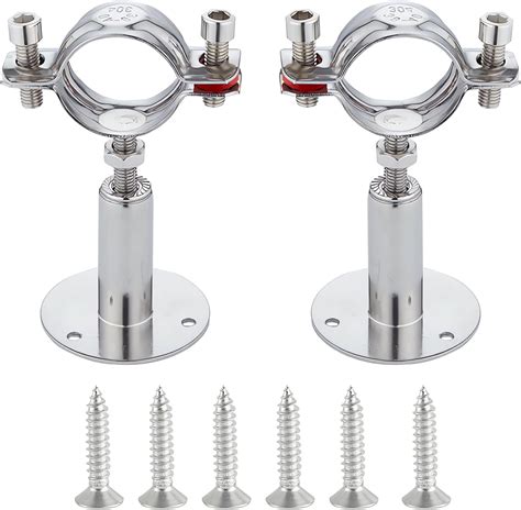 Rituipio 2pcs Wall Mount Ceiling Mount Pipe 304 Stainless Steel Pipe