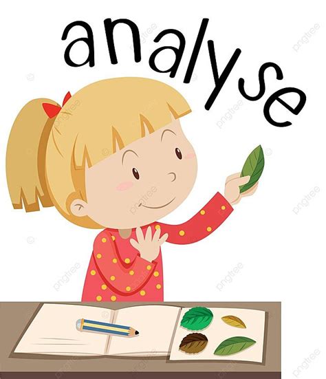 Girl Examines Leaves While Using Analyze Flashcards Drawing Pupil Image Vector Drawing Pupil