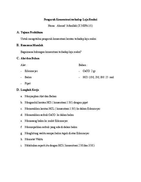 Doc Pengaruh Konsentrasi Terhadap Laju Reaksidoc