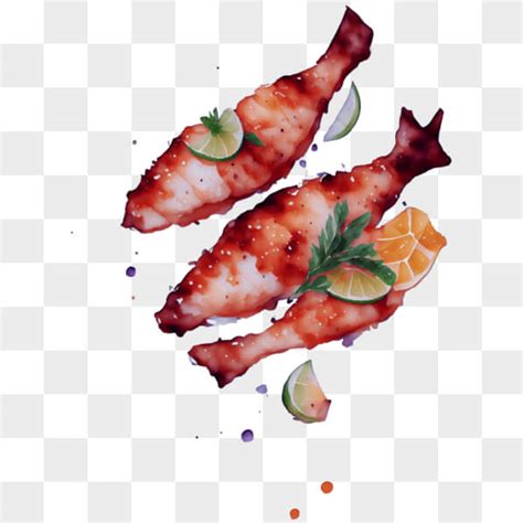Baixe Peixe Fresco Cozido Limão e Fatias de Laranja PNGs Creative