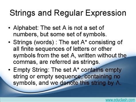 Classification Of Languages Strings And Regular Expression Alphabet