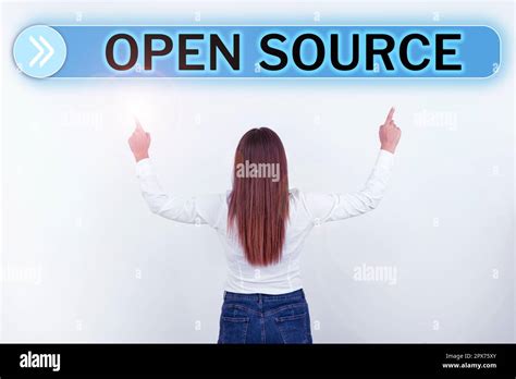 Hand Writing Sign Open Source Business Showcase Denoting Software