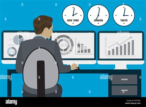 Business Man Or Office Worker Sitting On A Chair At The Desk In The Office And Working For Three