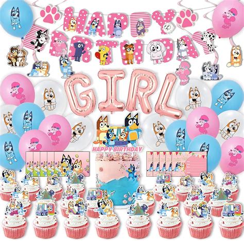 Bluey Party Supplies Pink Bluey Theme Decorations Nepal Ubuy