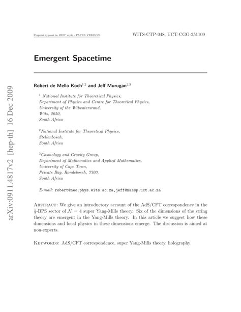 Pdf Emergent Spacetime