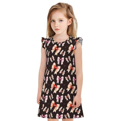 Qokaie Colorful Bow With Polka Dots Print Girls Nightgowns Nightgown