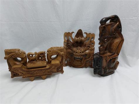 Carvings 3 Wood Batak Style Bali Indonesia Catawiki