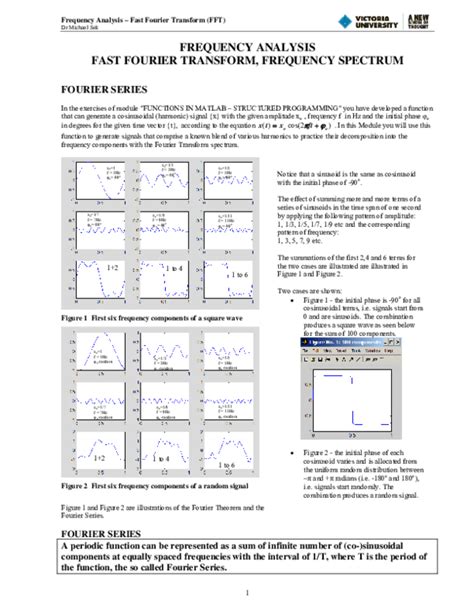 Pdf Frequency Analysis Fast Fourier Transform Fft Frequency Analysis Fast Fourier