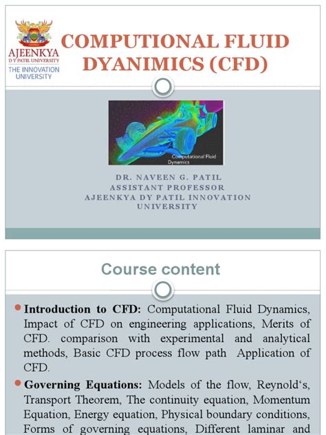 Computional Fluid Dyanimics Cfd Dr Naveen G Patil Assistant