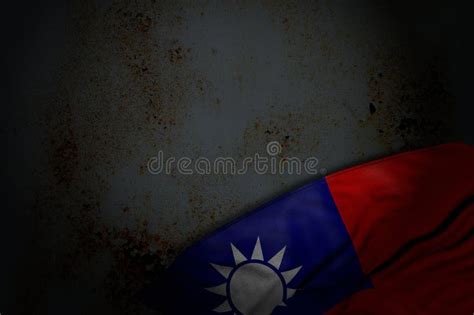 Wonderful Anthem Day Flag 3d Illustration Dark Picture Of Taiwan