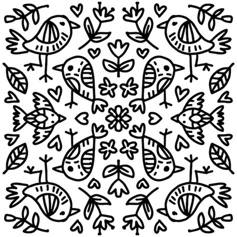 Premium Vector Seamless Pattern Birds With Ethnic Ornament