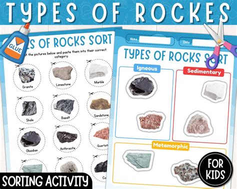 Types Of Rocks Sorting Activity Sedimentary Igneous And Metamorphic