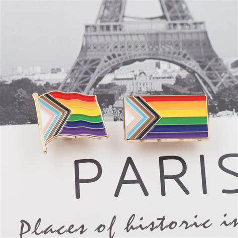 Progress Pride Flag Pin Enamel Badge Rainbow Inclusive Gay Lgbtq