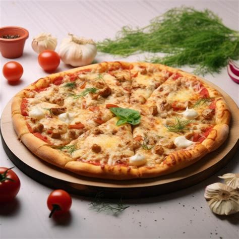 Premium Ai Image Eden Pizza Tomato Sauce Chicken Garlic Persil Cheese