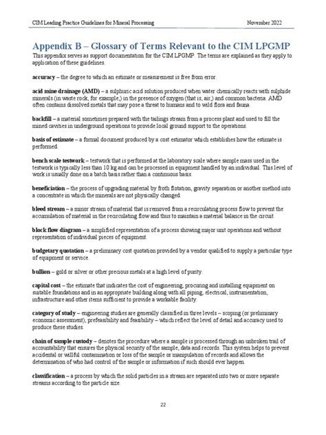 Appendix B Glossary Of Terms Relevant To The Cim Lpgmp Pdf Mining