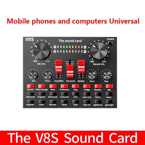 범용 오디오 믹서 웹 캐스트 라이브 사운드 카드 오디오 인터페이스 사운드 카드 외부 Usb V8s 휴대 전화 마이크 지우기