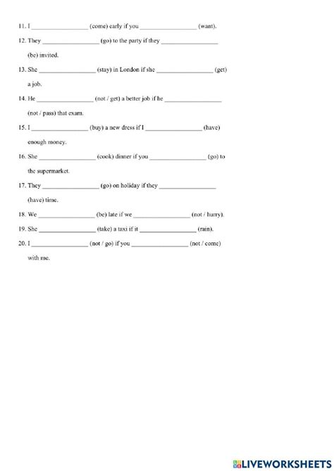 First Conditional Online Exercise For 6 Live Worksheets