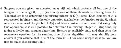 solved 4 suppose you are given an unsorted array a[1 n]