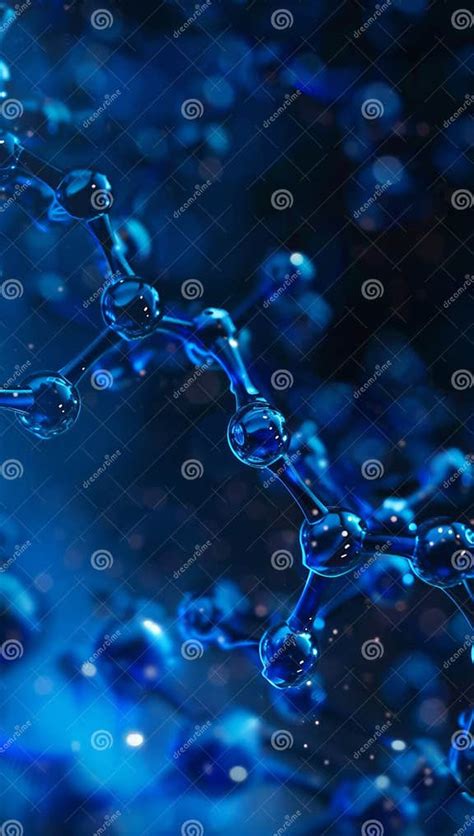 Close Up Of Glowing Blue Molecular Structure On A Dark Background Stock Image Image Of