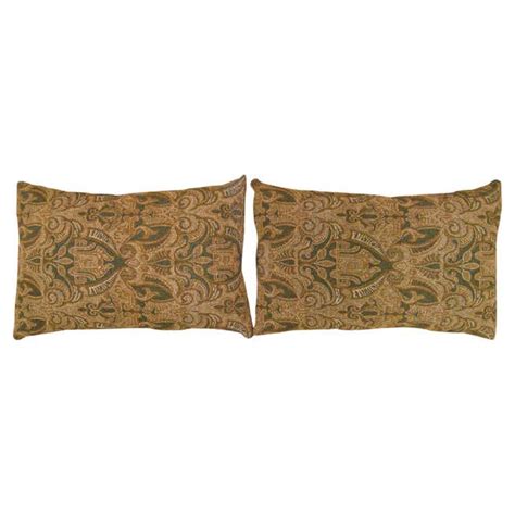Pair Of Decorative Antique Jacquard Tapestry Pillows With Geometric Abstracts For Sale At 1stdibs